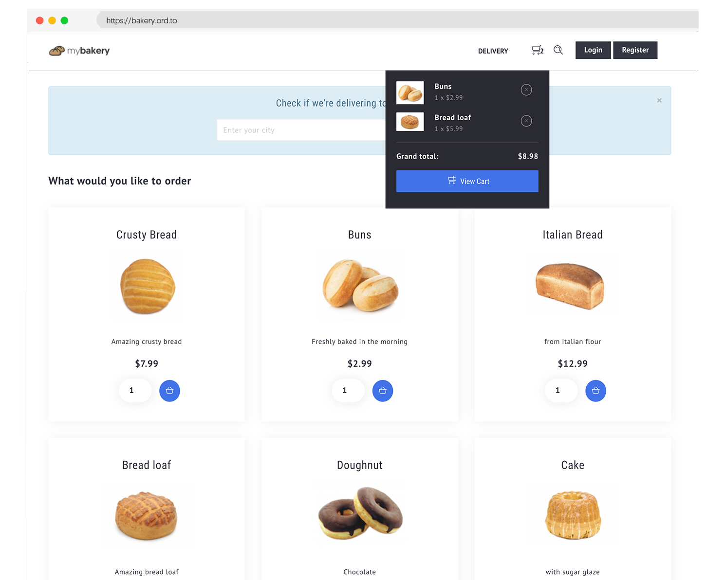 Ordering system for shops and restaurants